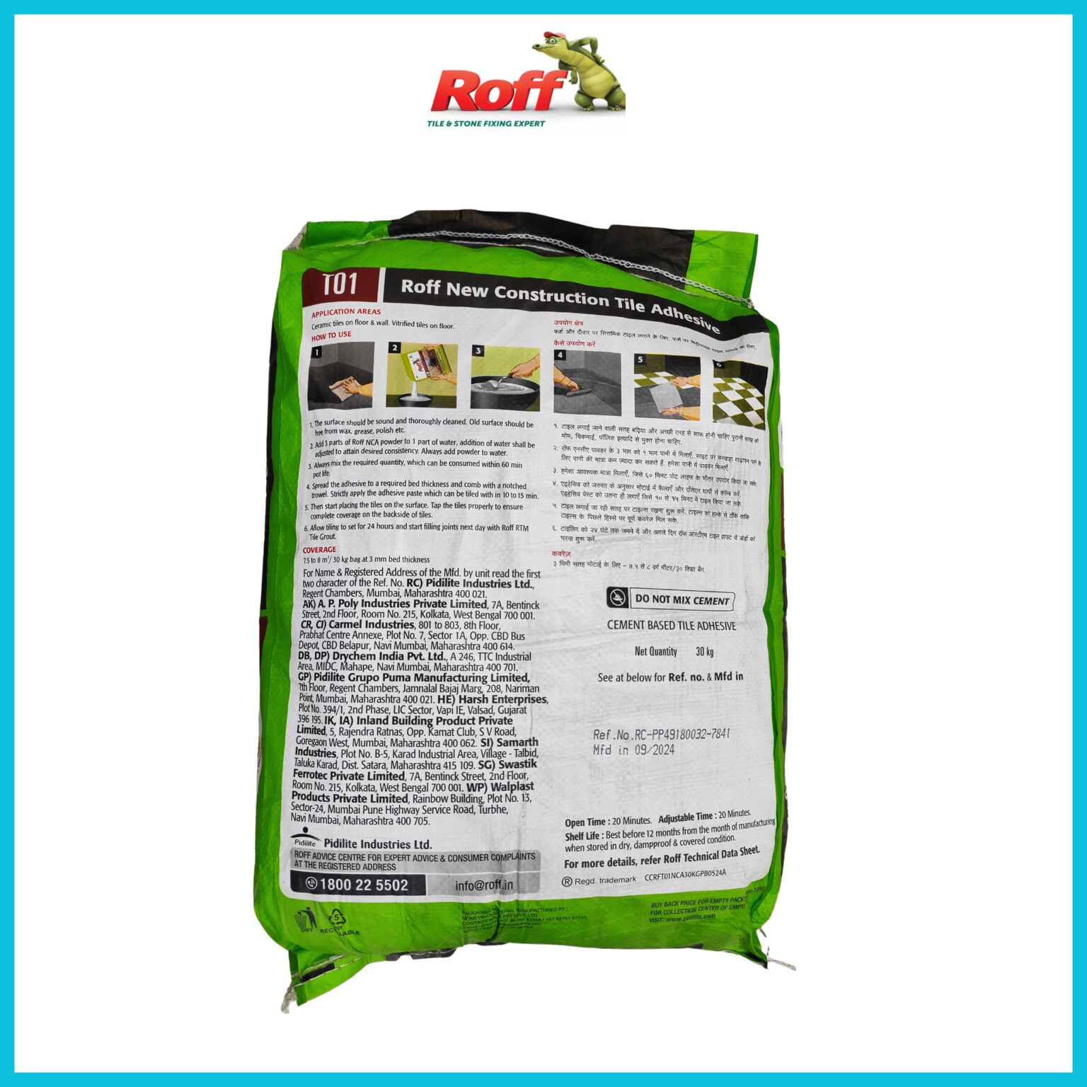 Roff NEW CONSTRUCTION TILE ADHESIVE(NCA) T01 30Kg | Constro Chem